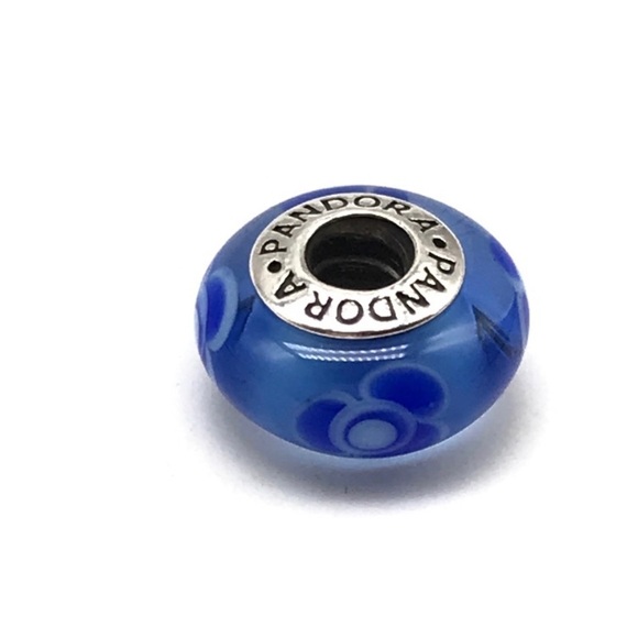 Pandora | Jewelry | Pandora Blue Floral Murano Glass Charm | Poshmark